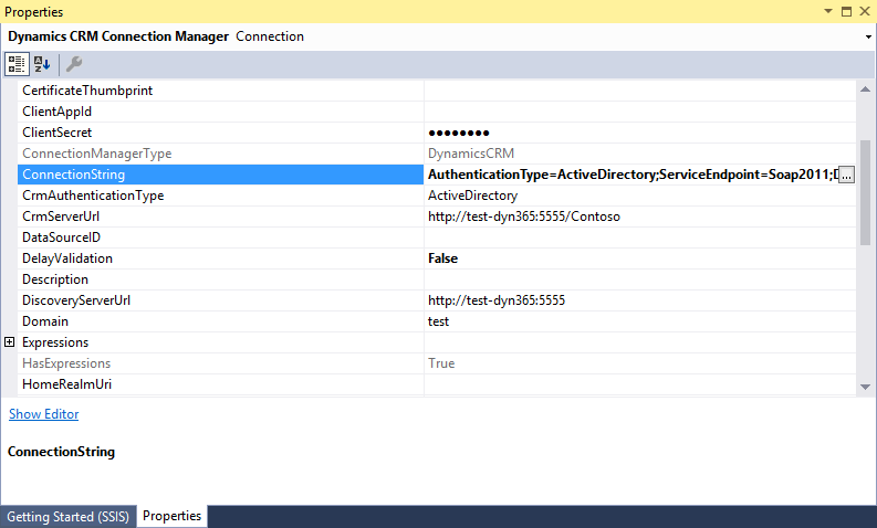 Parameterizing CDS/CRM Connection Manager